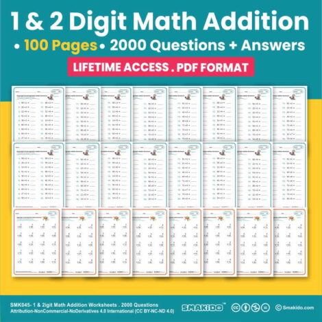 Printable 1 & 2 Digit Addition Math Worksheets - Smakido