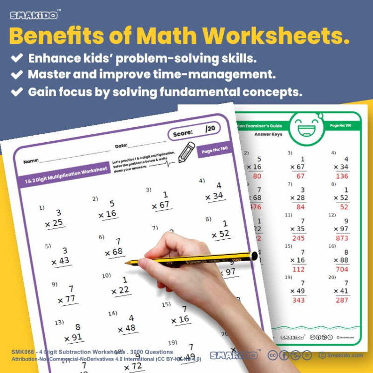 Printable 1 Digit Multiplication Math Printable Worksheets - Smakido