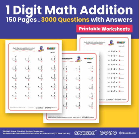 Printable 1 Digit Math Addition Worksheets - Smakido