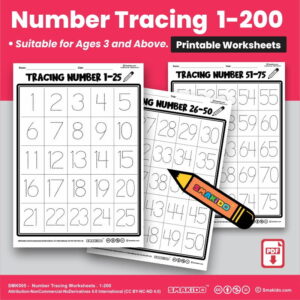 Number Tracing from 1-200 Printable Worksheets [PDF] - Smakido
