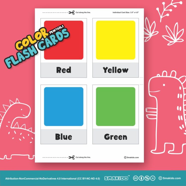 Printable Color Flash Card For Kindergarten/ Preschooler ( PDF ) - Smakido