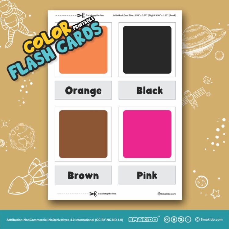 Printable Color Flash Card For Kindergarten/ Preschooler ( PDF ) - Smakido