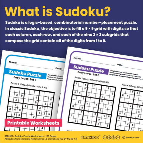 Printable Sudoku Game- 480 Puzzles With Answer Keys (Easy Level) - Smakido
