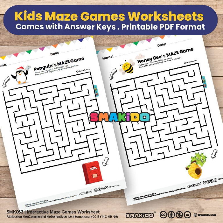 Printable Maze Games Worksheets With Answer Key | Kids Preschool ...