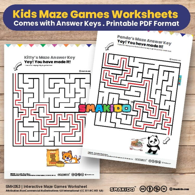 Printable Maze Games Worksheets With Answer Key | Kids Preschool ...