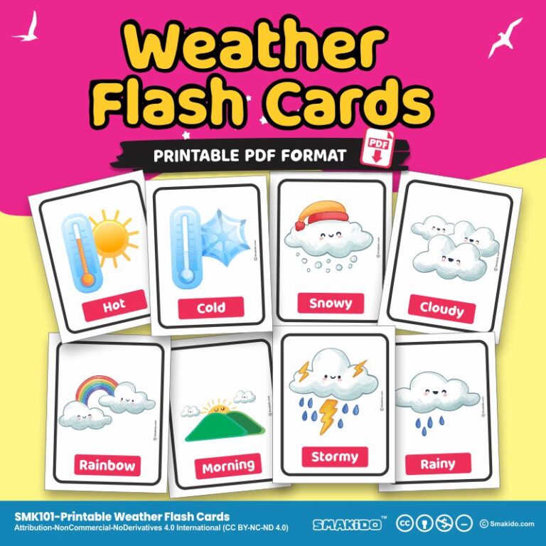Printable Weather Flash Cards | Speech Therapy Flash Cards - Smakido