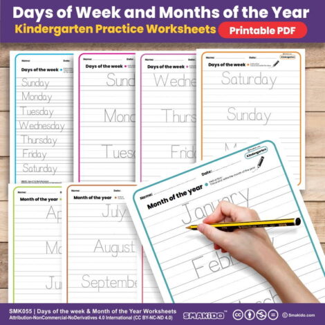 Printable Worksheets- Days of the Week and Months of the Year | Smakido