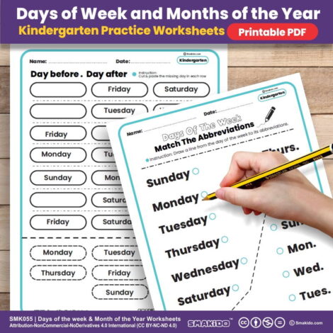 Printable Worksheets- Days of the Week and Months of the Year | Smakido