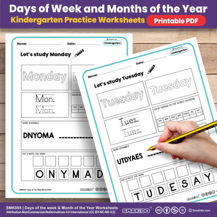 Days of The Week & Months of The Year | Printable Worksheets for ...