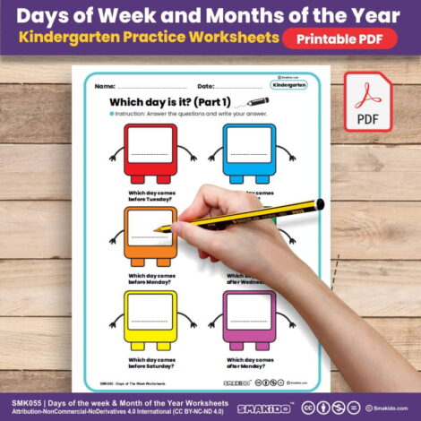 Printable Worksheets- Days of the Week and Months of the Year | Smakido