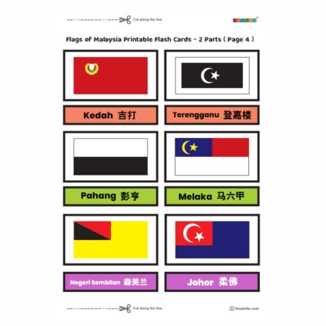 Printable States of Malaysia Flags Flash Cards | Kids Speech Therapy ...