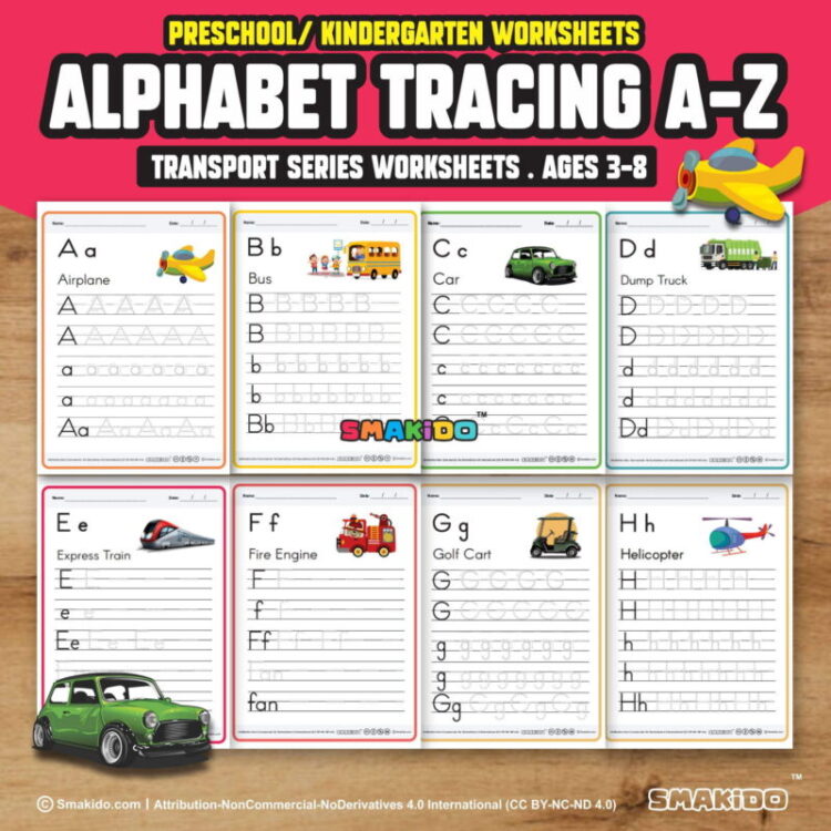 Printable Alphabet Tracing A-Z | Transportation Series Preschool ...