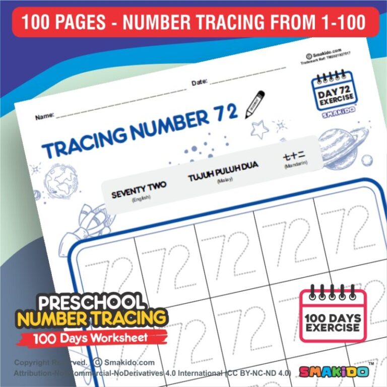 Printable 1-100 Number Tracing Worksheets For Preschoolers | Smakido
