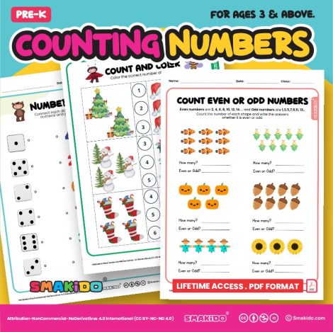 Printable Counting Numbers Worksheet For Preschoolers/ Kindergarteners ...