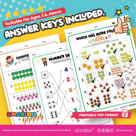 Printable Counting Numbers Worksheet For Preschoolers/ Kindergarteners ...